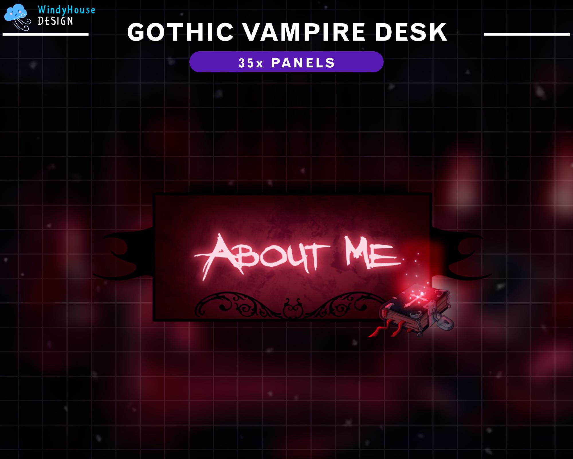 Animated Halloween Vampire Desk Stream Package, Gothic Twitch Overlay ...