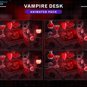 Animated Halloween Vampire Desk Stream Package, Gothic Twitch Overlay ...