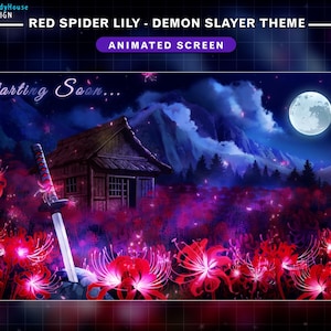 Animated Twitch Overlay Red Spider Lily Field, Demon Slayer Sword ...