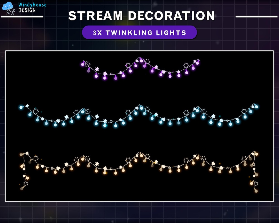 3x Animated Twinkle Lights Twitch Decoration, Hanging Star Lights ...