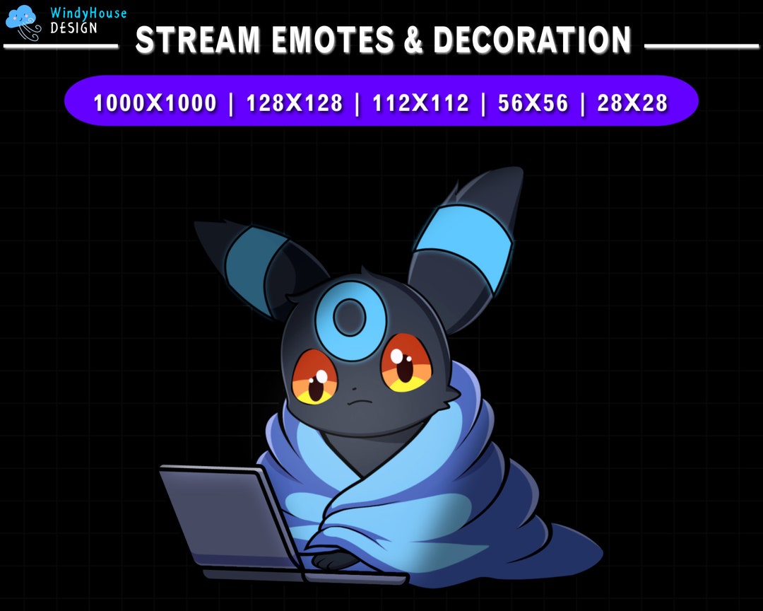 Animated Twitch Emote, Stream Decoration Umbreon Watching Laptop, Eevee ...