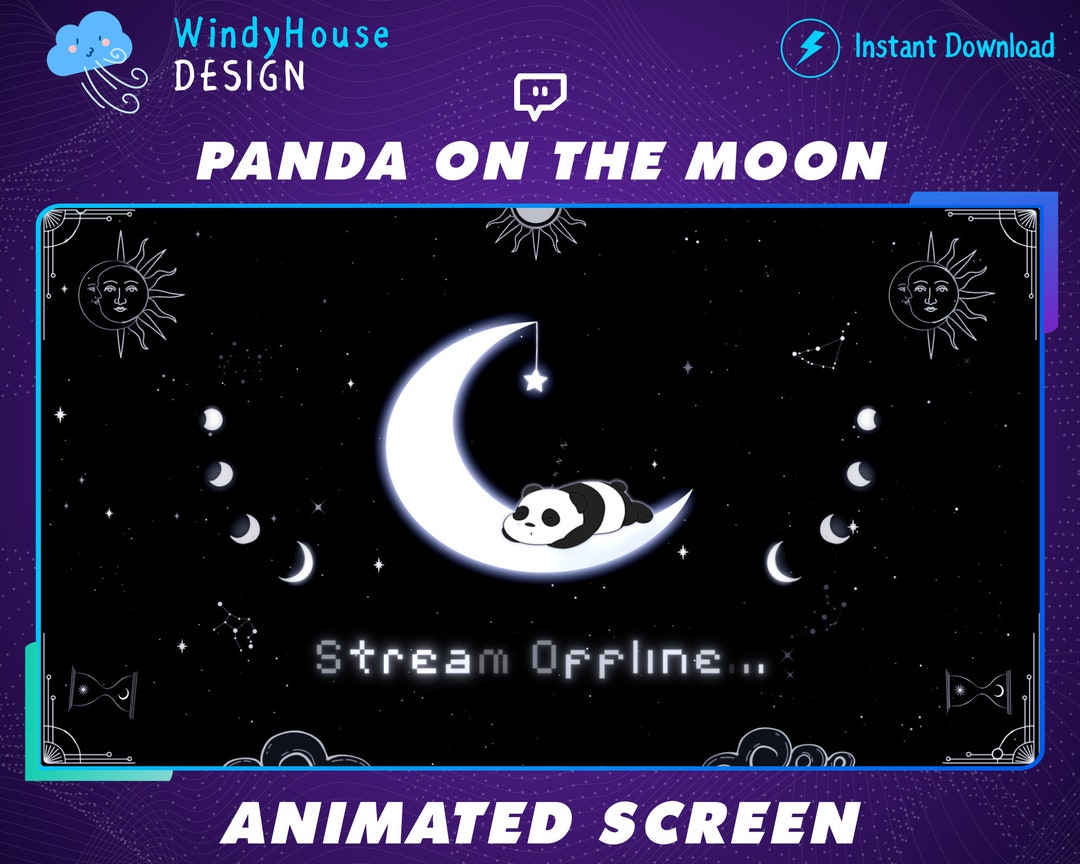 Animated Panda Twitch Stream Package / Celestial Night Overlays ...
