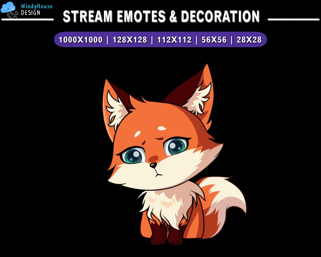 Fox Sad Animated Twitch Emote, Cute Fox Discord Emote for Streamers - Etsy