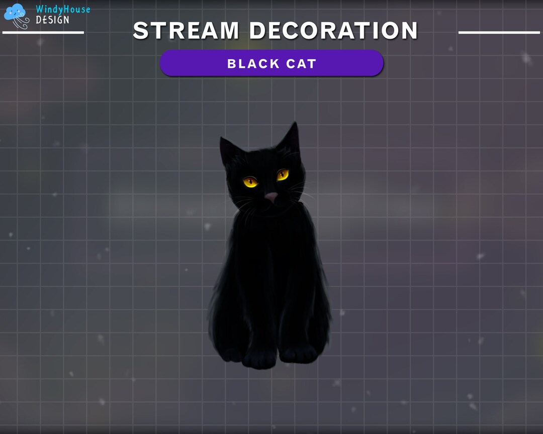 Animated Black Cat Stream Decoration, Halloween Cat Twitch Decoration ...
