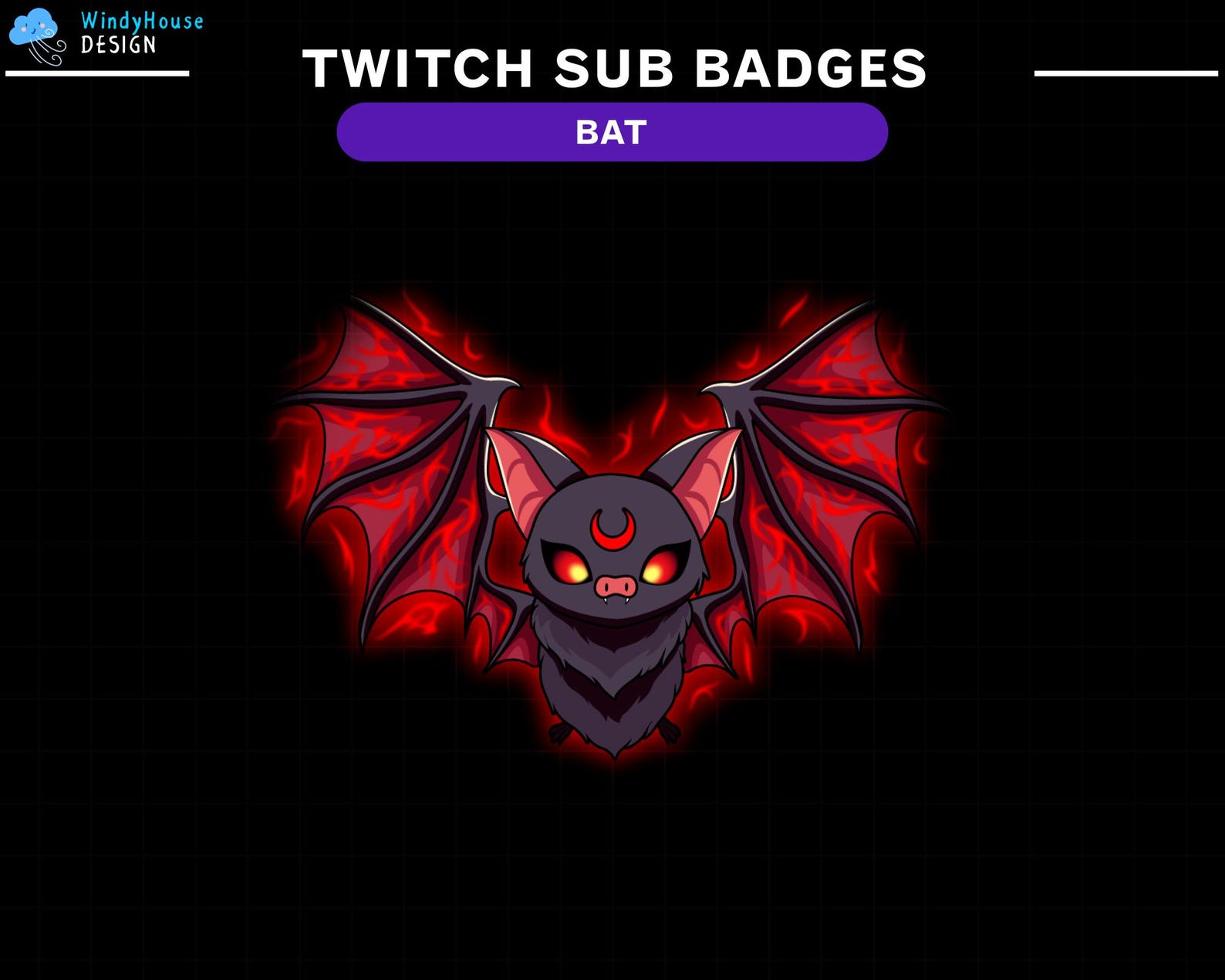 Devil Bat Twitch Sub Badges/ Bat Twitch Sub Badges Set/ Bat Twitch Bit ...