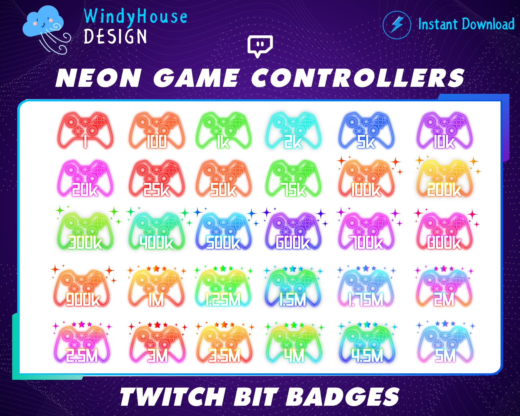 30x Controller Joystic Twitch Bit Badges / Complete Twitch Bit - Etsy
