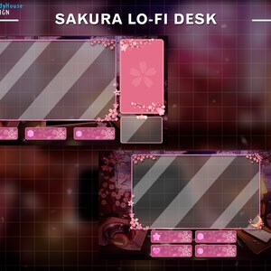 Animated Cherry Blossom Lo-fi Desk Twitch Pack, Aesthetic Kawaii Sakura ...