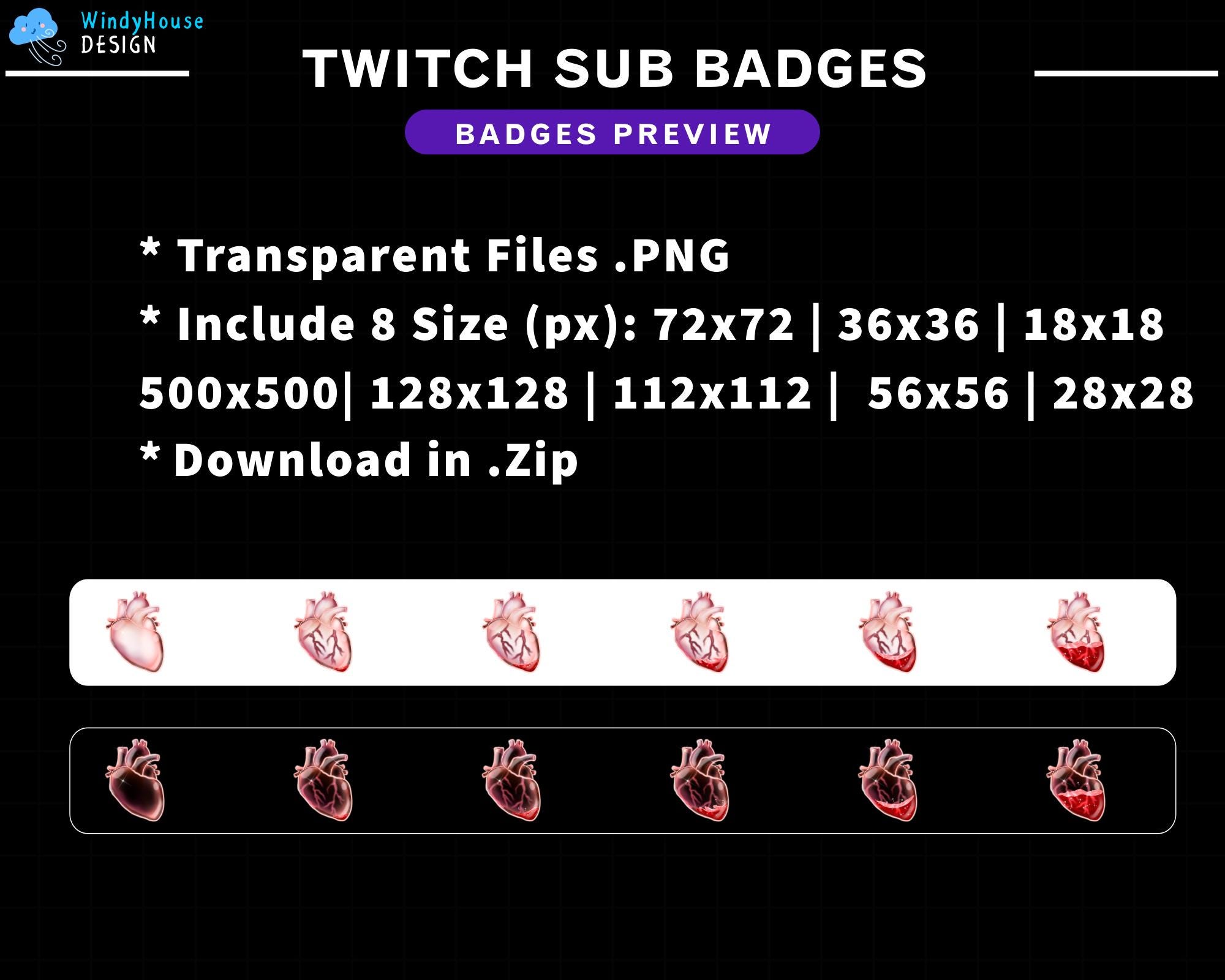 Vampire Heart Twitch Sub Badges, Gothic Twitch Badge With Blood, Evil ...