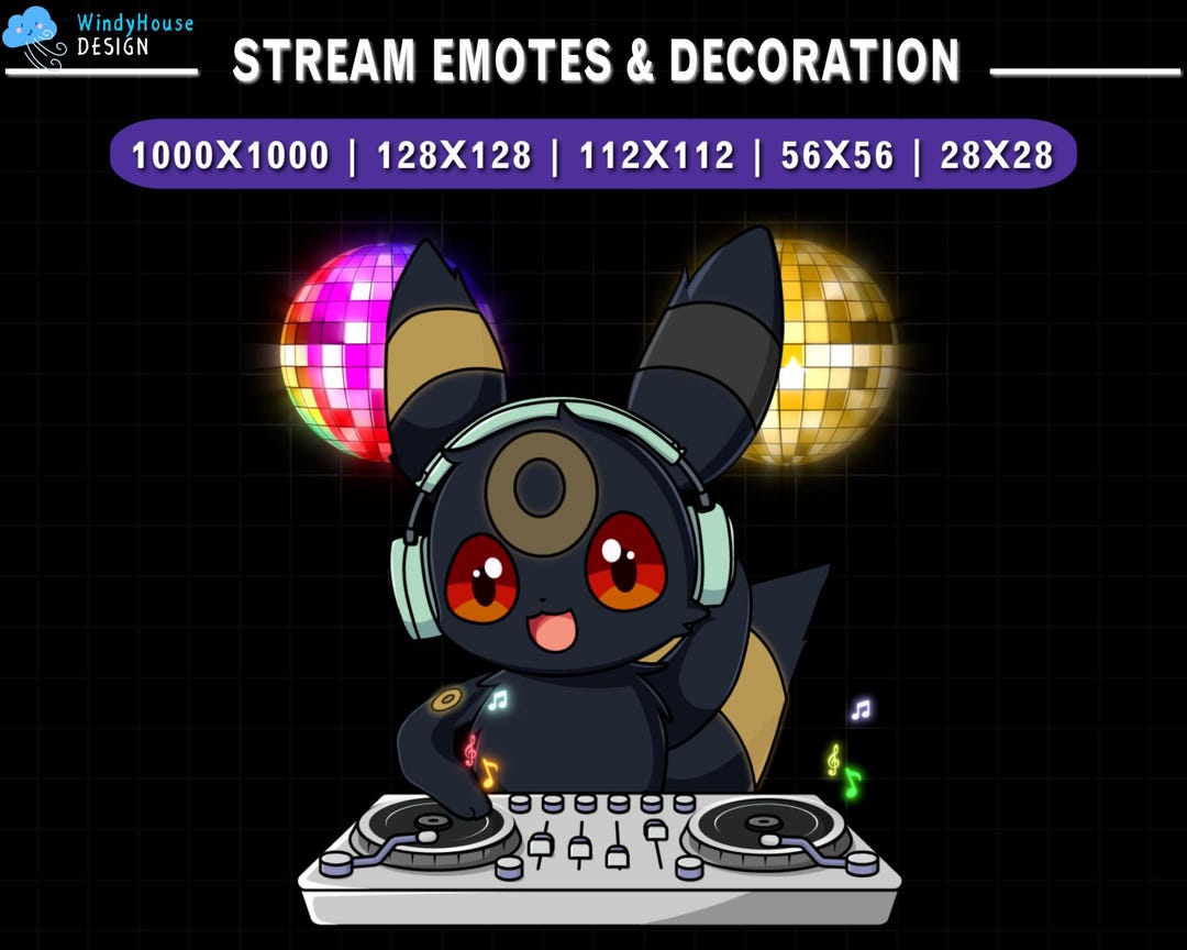 Animated Dark Umbreon DJ Twitch Emotes, Eevee Evolution Emotes, Cute ...