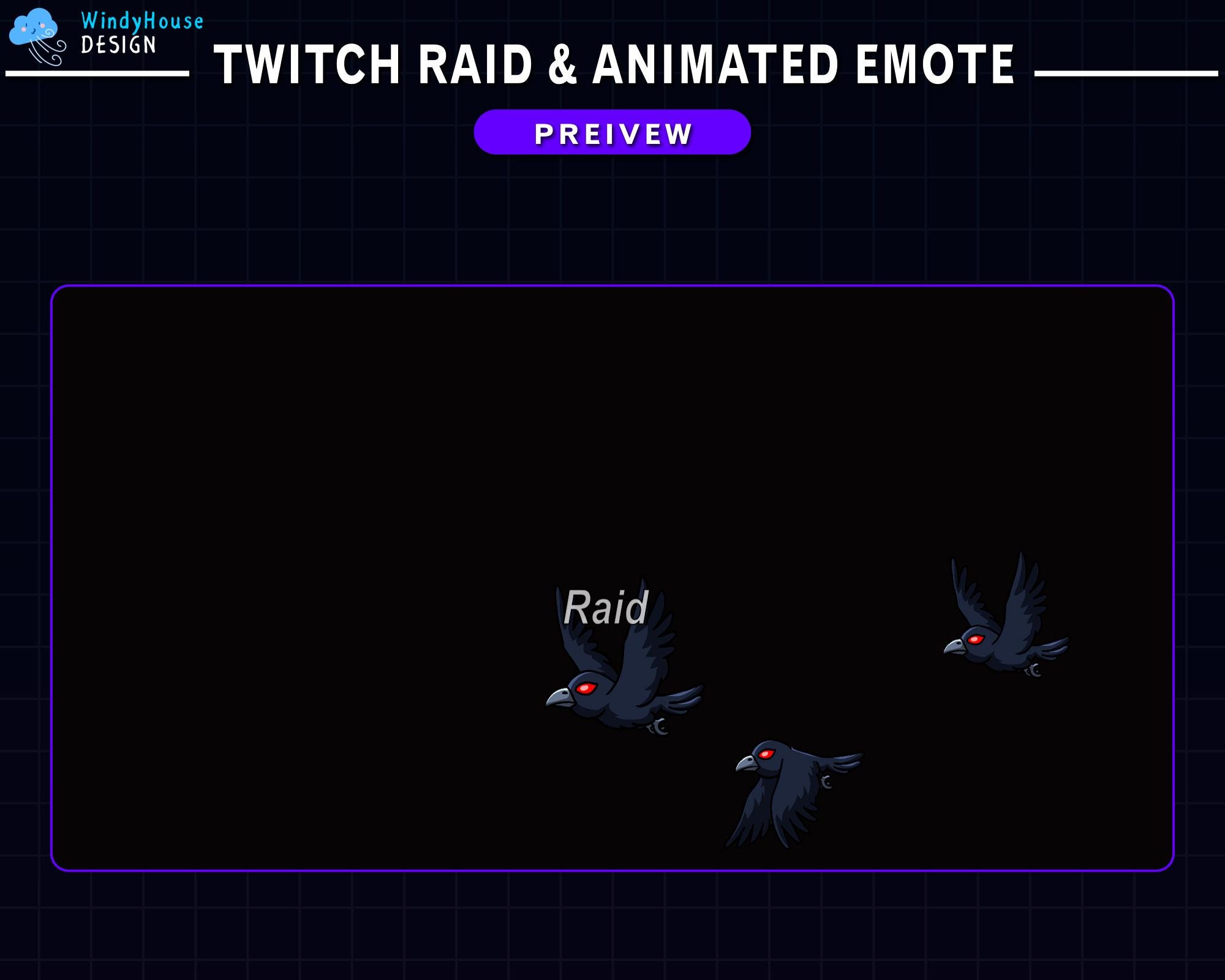 Animated Crows Flying Twitch Raid Alert Pack, Raven Emotes for ...