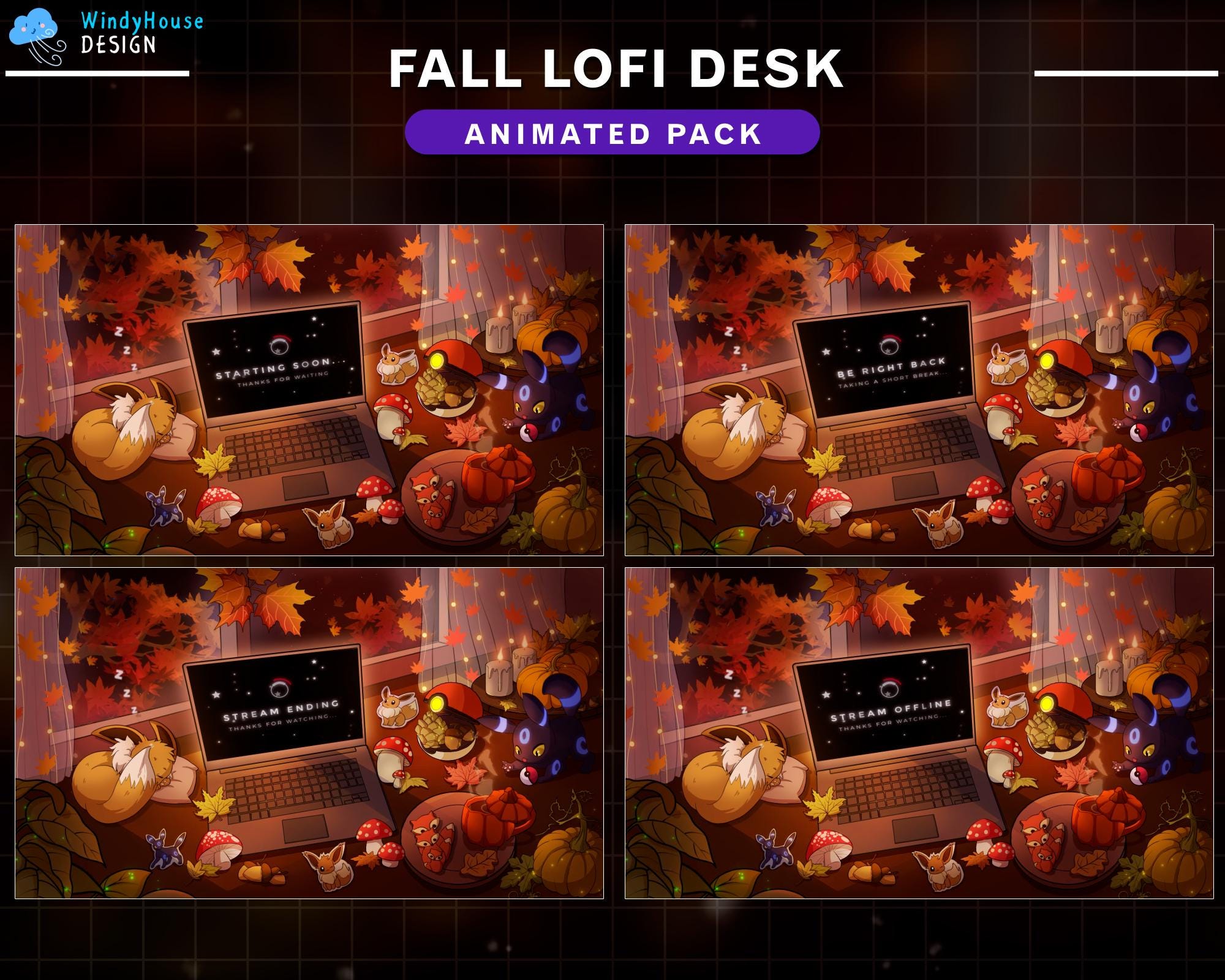 Animated Fall Lofi Desk Stream Package, Aesthetic Autumn Twitch Overlay ...