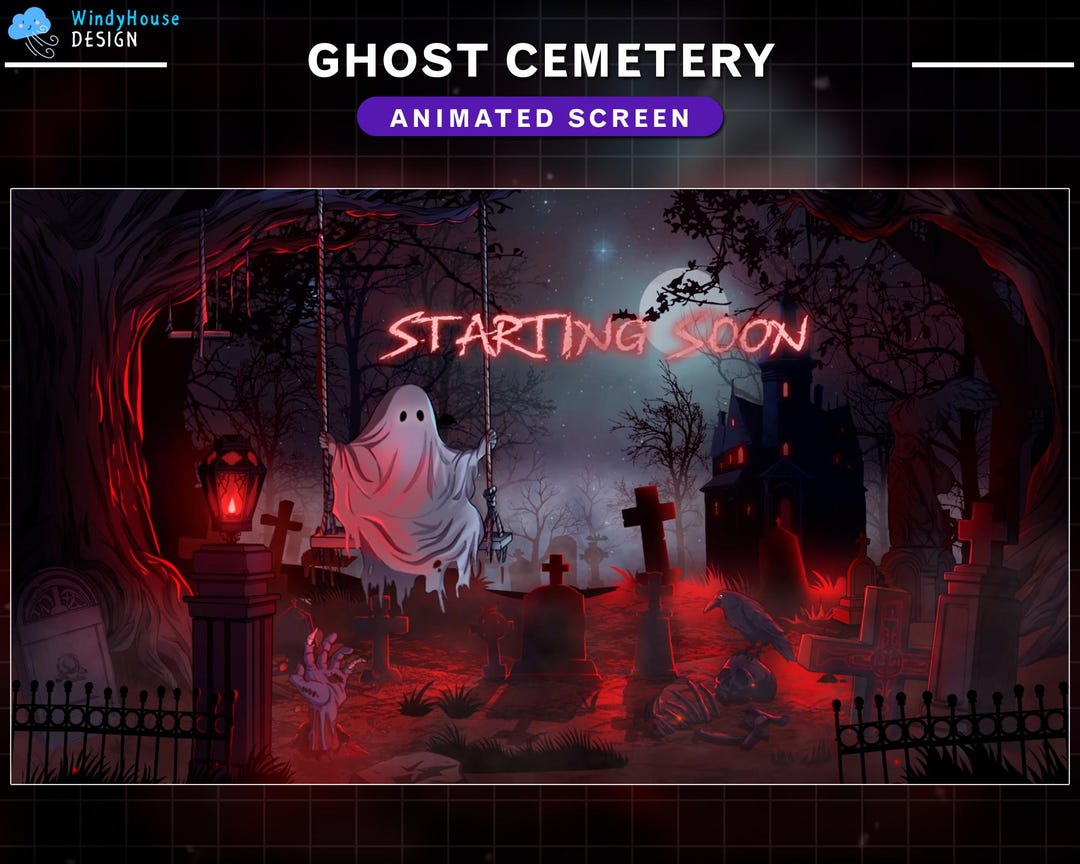 Animated Twitch Screens Cemetery Ghost , Halloween Stream Screens ...