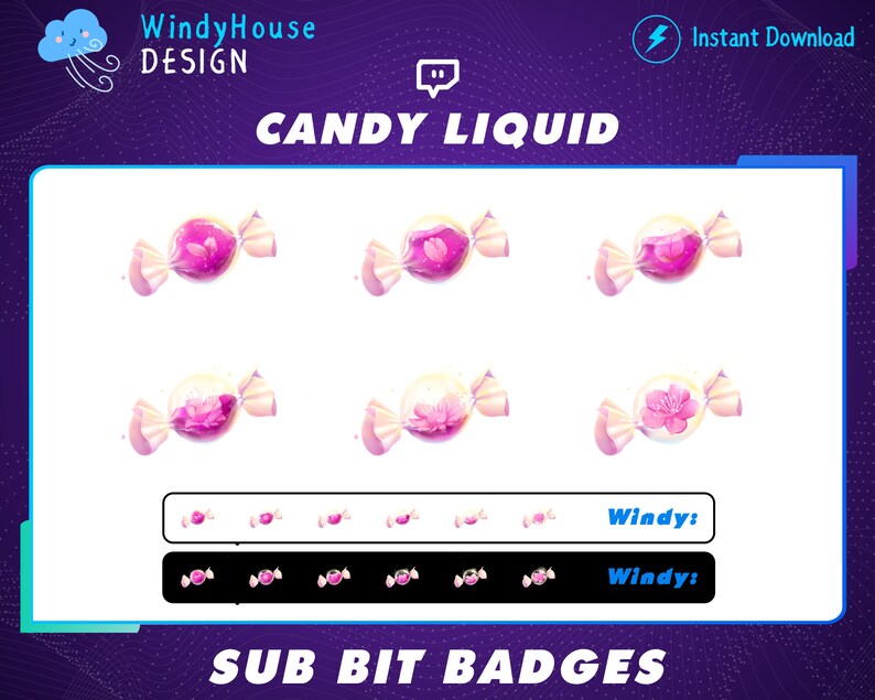 Sweet Candys Sub Badges Cherry Blossom Bit Badges Candy - Etsy