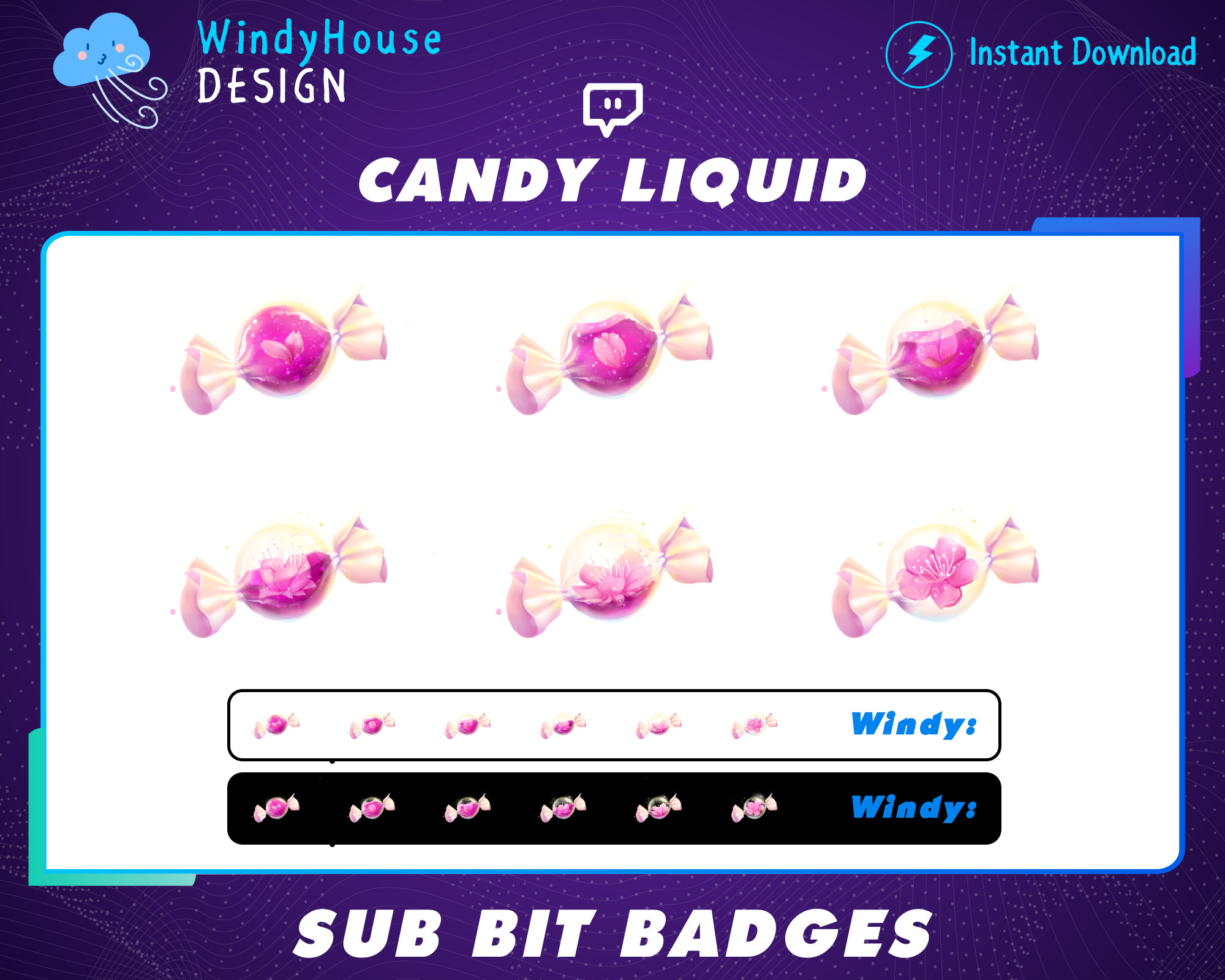 Sweet Candys Sub Badges Cherry Blossom Bit Badges Candy - Etsy
