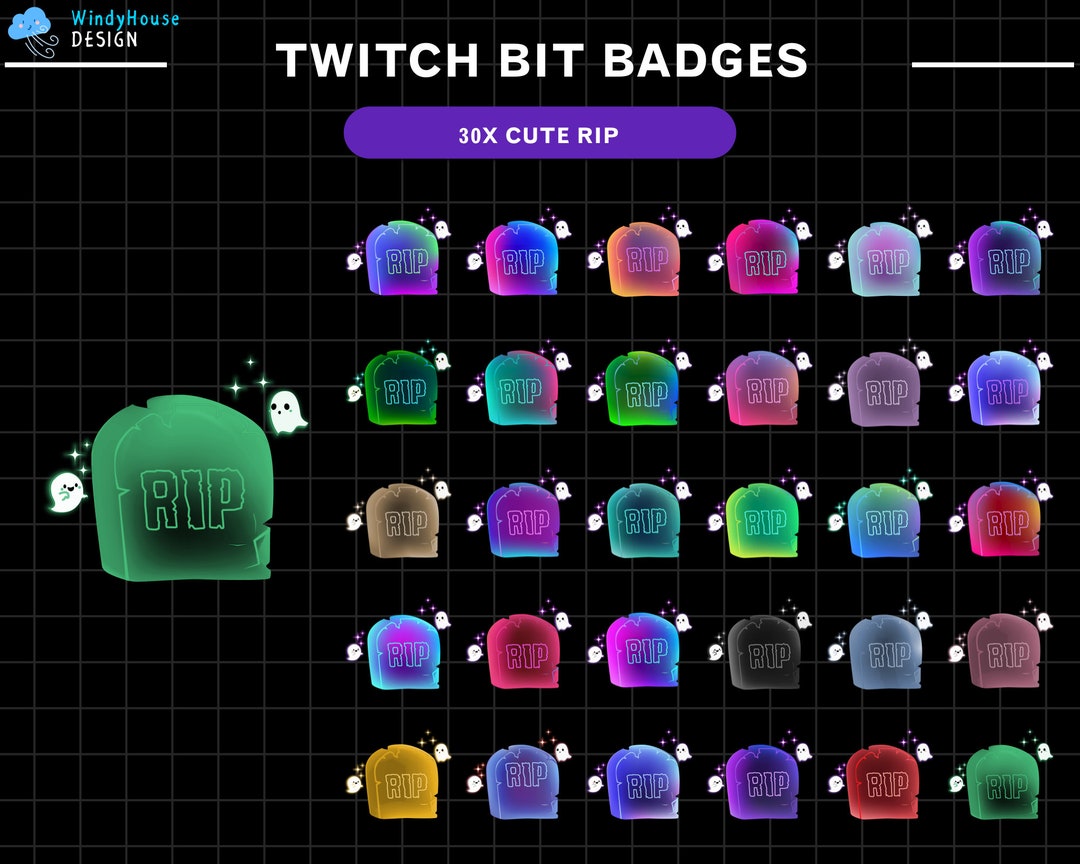 Full Set 30x RIP Twitch Bit Badges / Complete Twitch Bit Badges Set ...