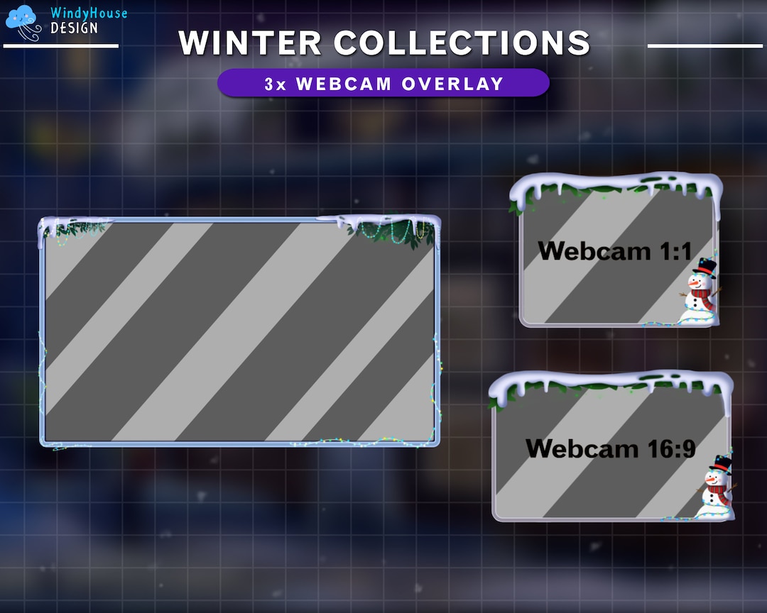 Animated Winter Webcam Overlays, Christmas Webcam Overlay, Cute Custom ...