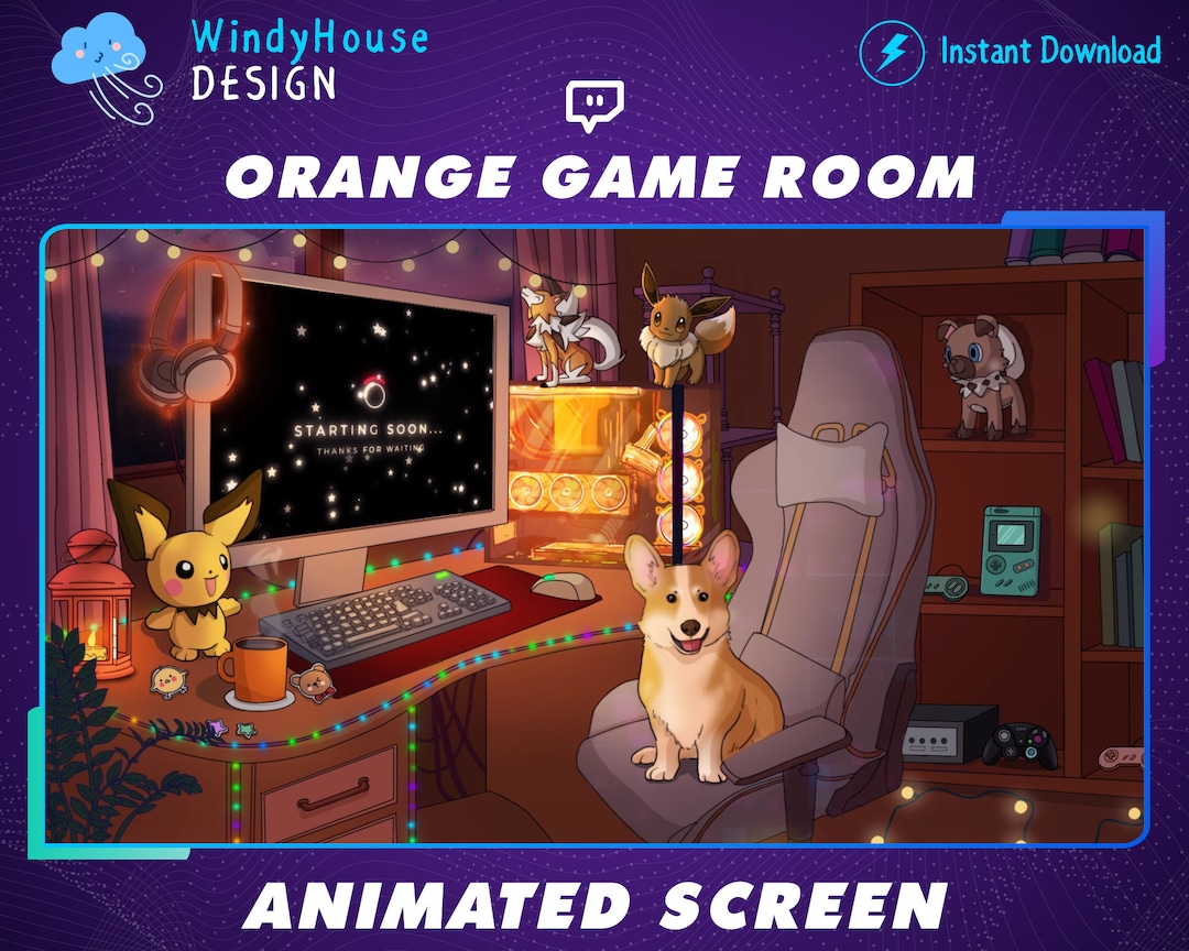 Cozy Twitch Overlay Stream Screens, Cozy Orange Gaming Room Twitch ...