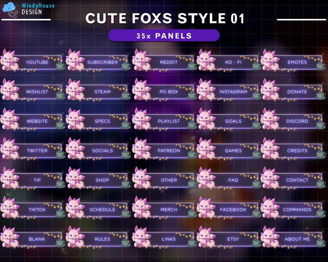 Nine Tailed Fox Twitch Panels, Cute Fox Twitch Panels for Stream ...