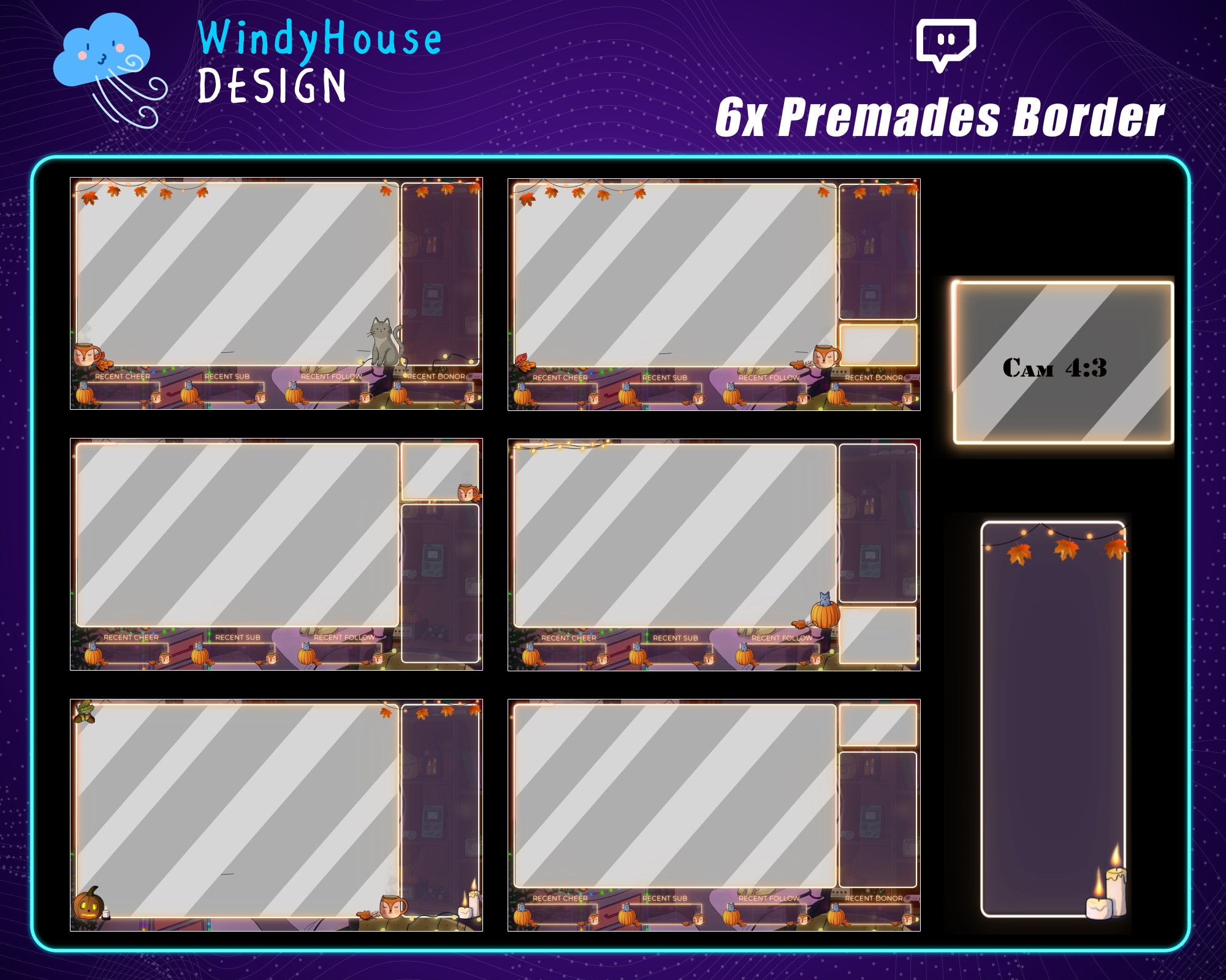 Animated Cozy Autumn Twitch Overlay Stream Package, Fall Twitch Overlay ...