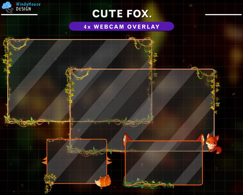Cute Fox Animated Webcam Overlay With Vine, Plants.. - Etsy