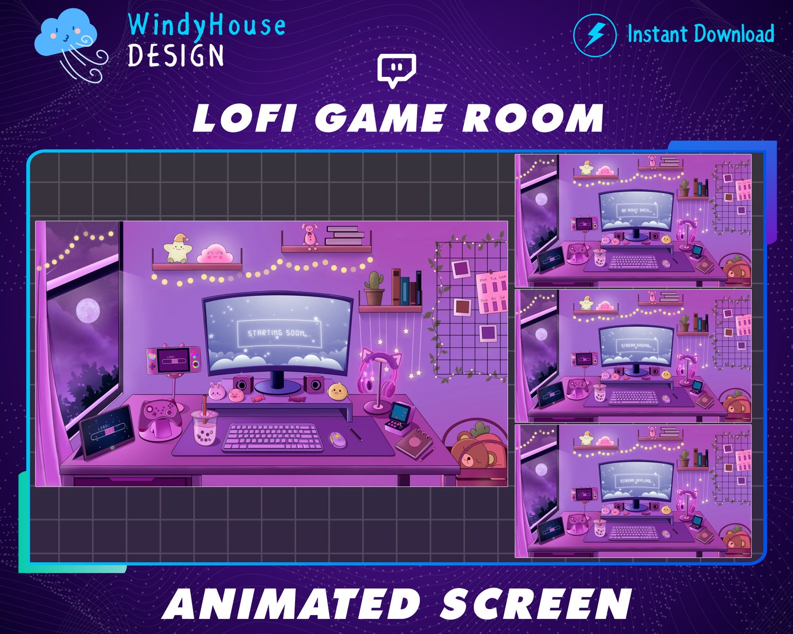 Animated Cozy Gaming Room Twitch Stream Screens Aesthetic - Etsy