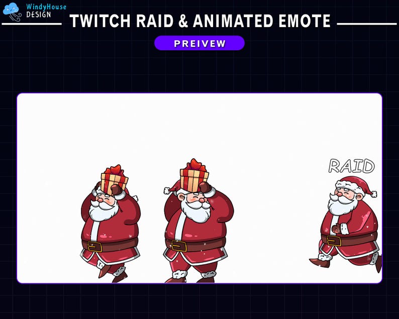Animated Santa Claus Running Twitch Raid Alert Pack, Christmas Raid GIF ...