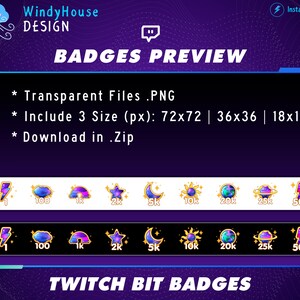 Twitch Galaxy Collection Sub Bit Badges / Cosmic Sparkle Space ...
