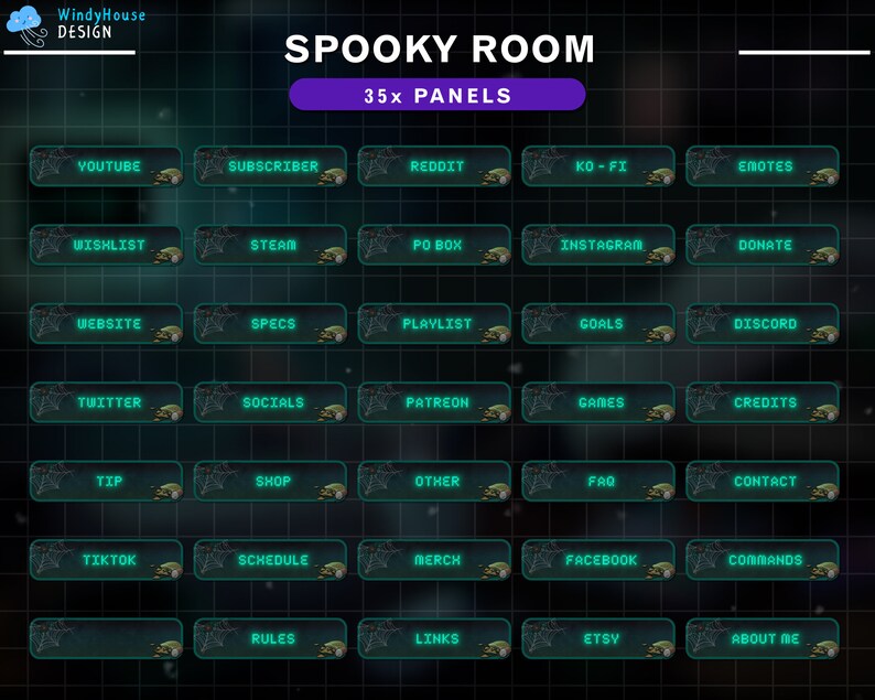 Spooky Room Twitch Panels, Spider Stream Panels for Twitch, Youtube ...