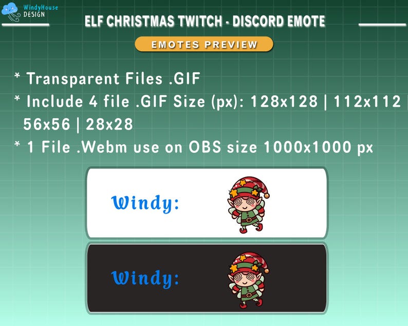 Animated Elf Christmas BAN Twitch Emotes, Cute Xmas Discord Emote Pack ...