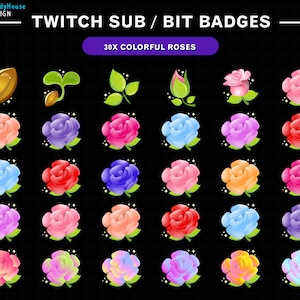 Full Set 30 Colorful Roses Twitch Bit Badges / Complete Twitch Bit ...