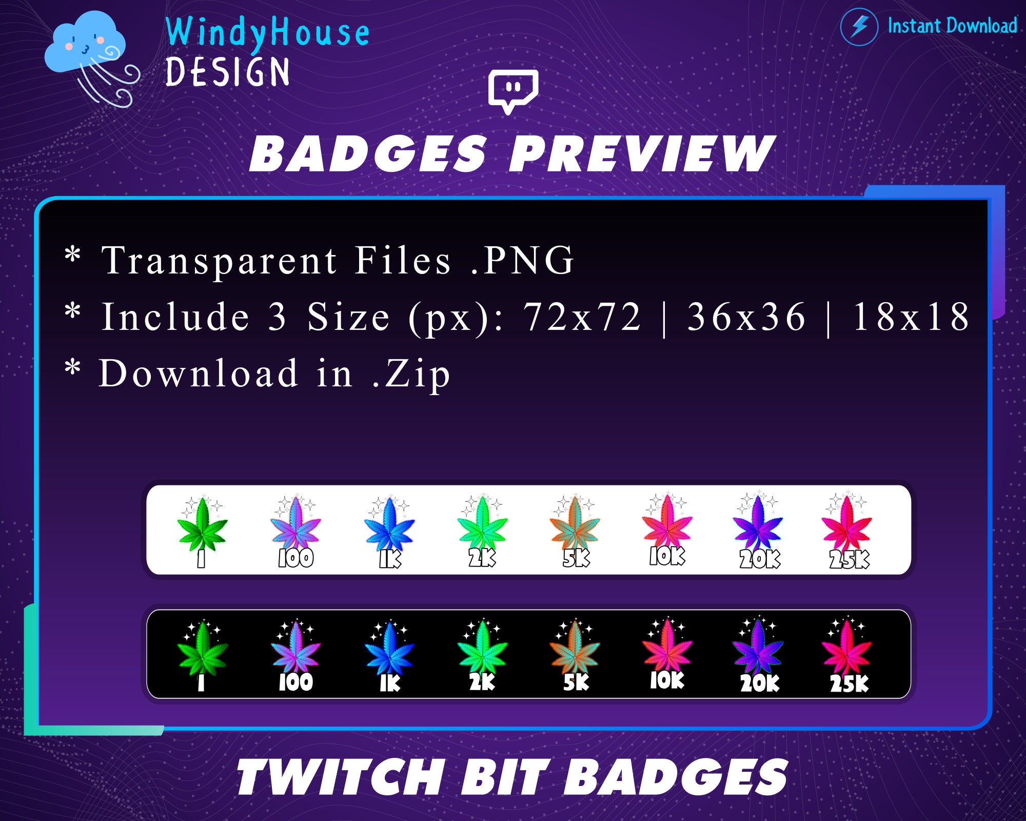30x Weed Leaf Twitch Bit Badges Complete Twitch Bit Badges - Etsy