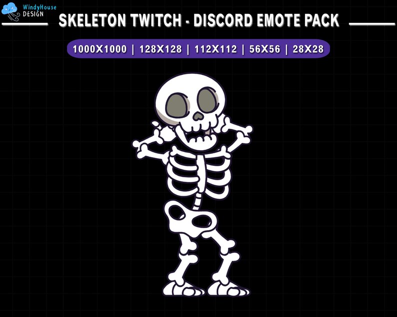 13x Skeleton Animated Twitch Emote Pack, Halloween Discord Emotes, Cute ...