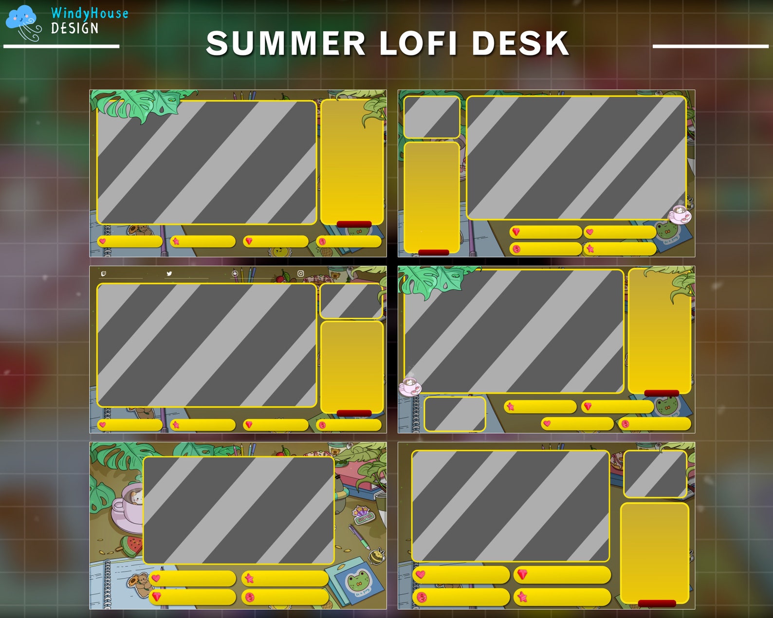 Animated Twitch Overlay Summer Desk, Animated Stream Package Cozy Lofi ...