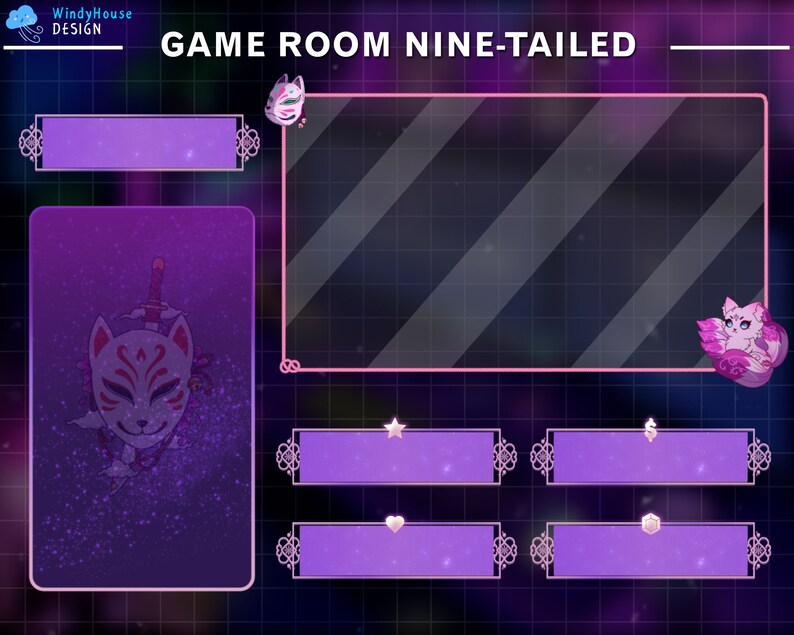 Animated Stream Package Nine-tailed Fox Game Room, Japanese Kitsune ...