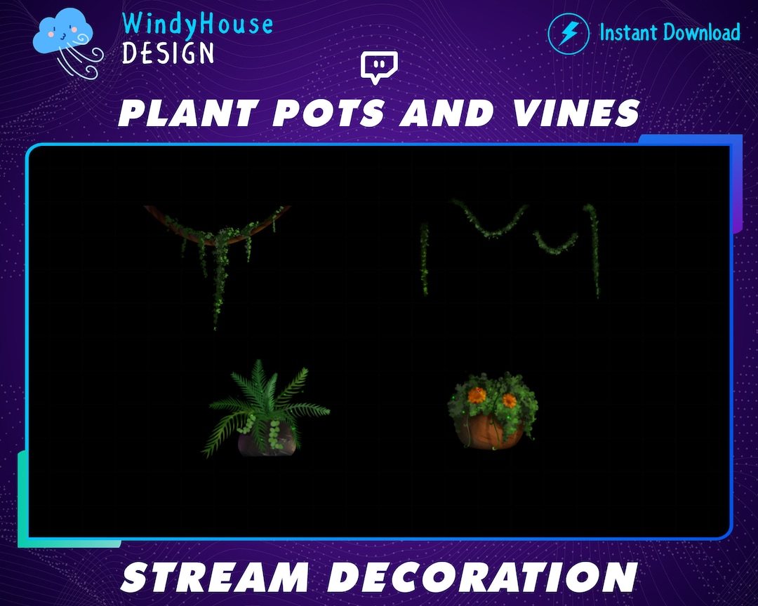 Animated Plant Pots and Vines Stream Decorations - Etsy