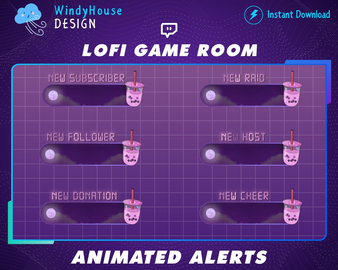Cozy Twitch Alerts Animated, Twitch Stream Alerts, Boba Tea Twitch ...