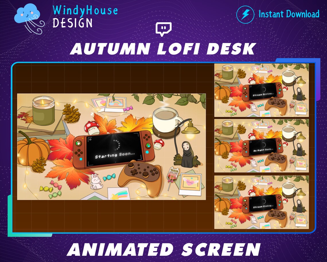 Animated Autumn Cozy Twitch Stream Screen Retro Lofi - Etsy