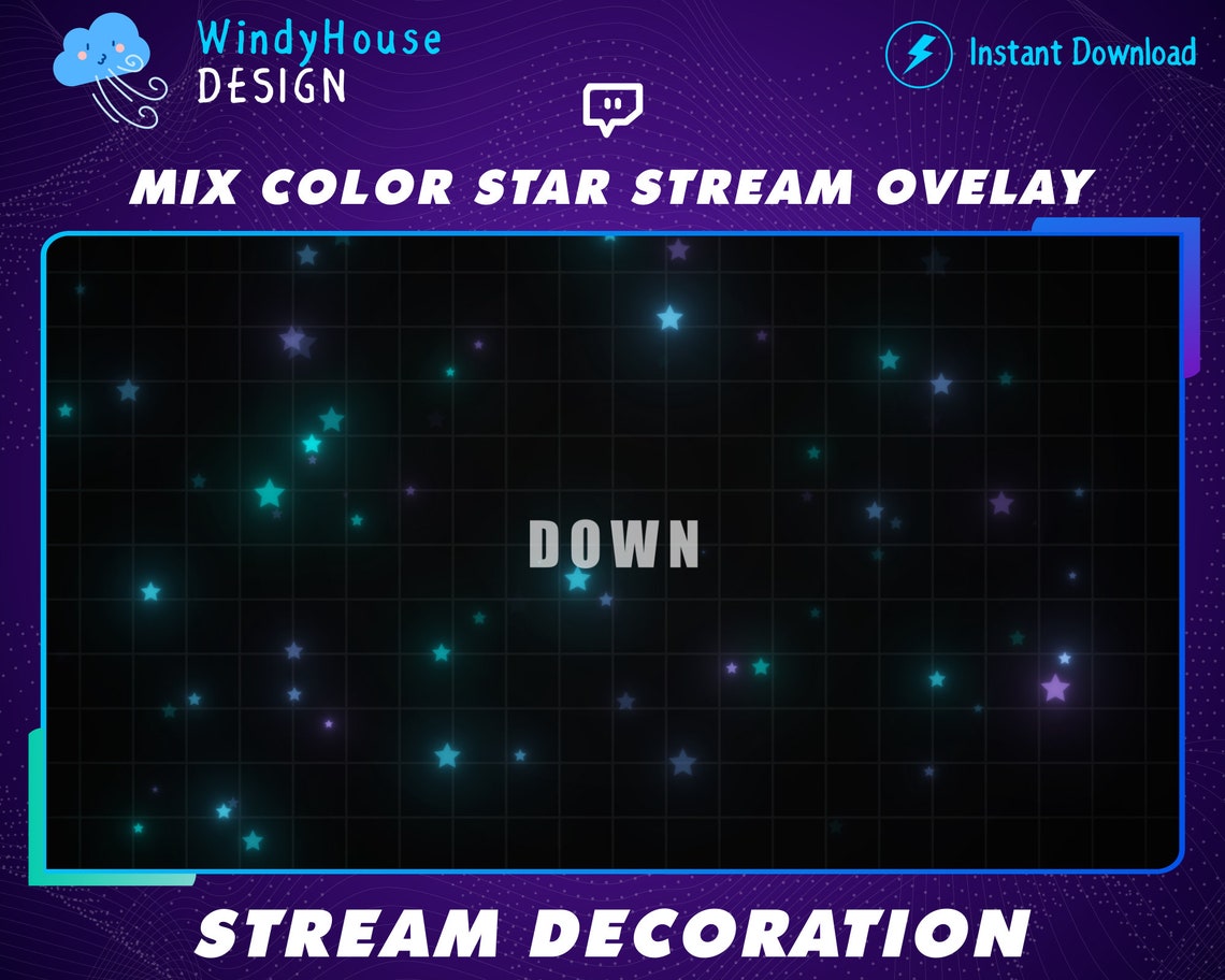 3x Animated Stream Decoration Star Floating Overlay, Star Falling Down ...