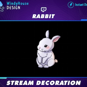 Animated Cute Rabbit Stream Decoration, Cute Bunny Twitch Overlay ...
