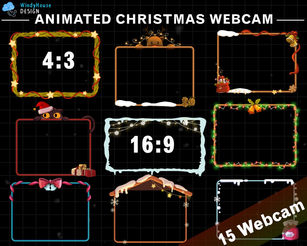 15x Animated Christmas Webcam Overlays, Xmas Cute Facecam, Cute Custom ...