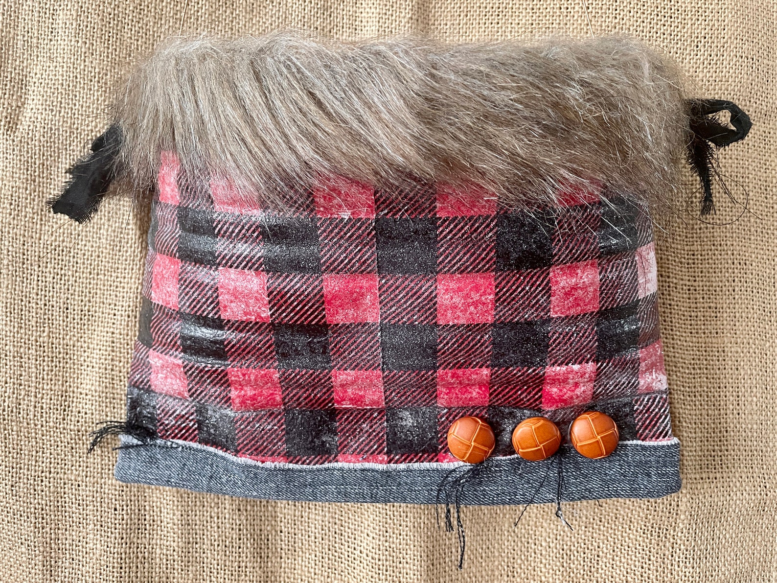 Tin Can Pocket Posies Buffalo Check Hanging Wall Vase Garden Planter ...