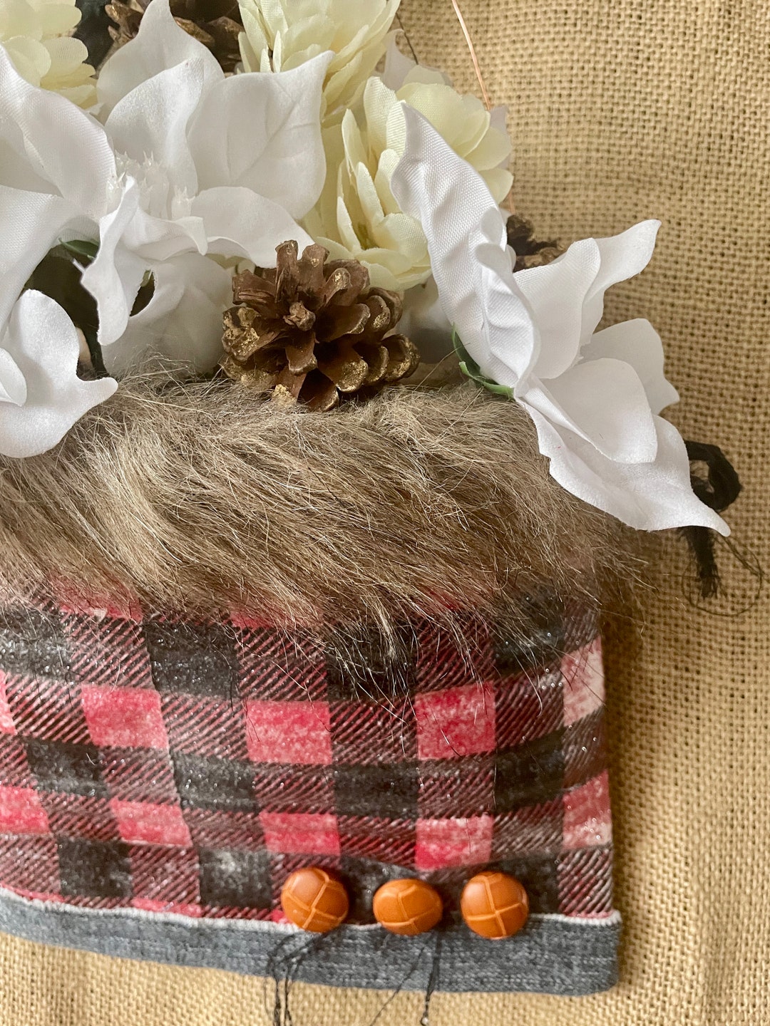 Tin Can Pocket Posies Buffalo Check Hanging Wall Vase Garden - Etsy