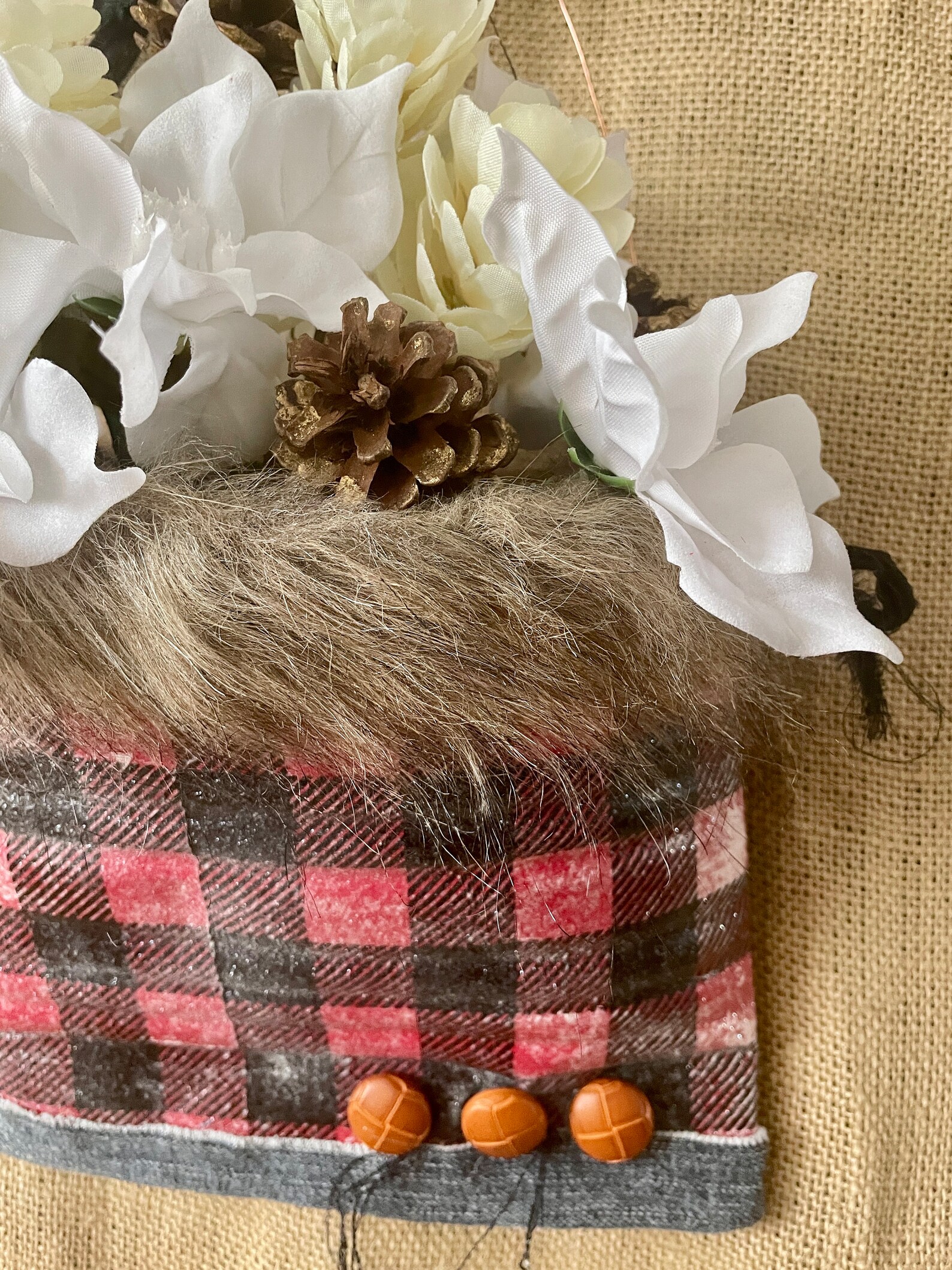 Tin Can Pocket Posies Buffalo Check Hanging Wall Vase Garden Planter ...