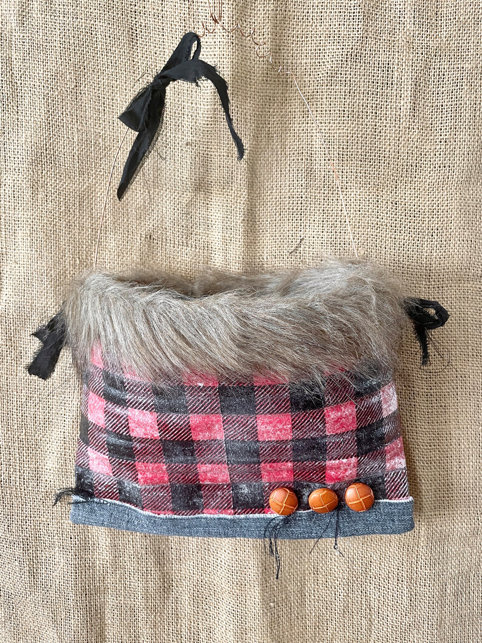 Tin Can Pocket Posies Buffalo Check Hanging Wall Vase Garden Planter ...