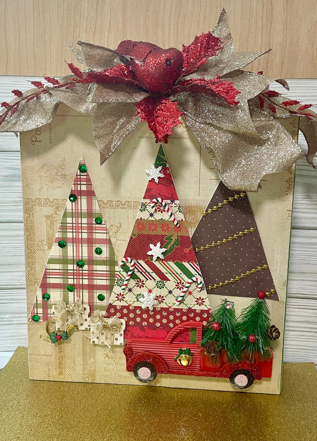 Christmas Tree Paper Craft Art Wall Hanging Mantel Decoration - Etsy