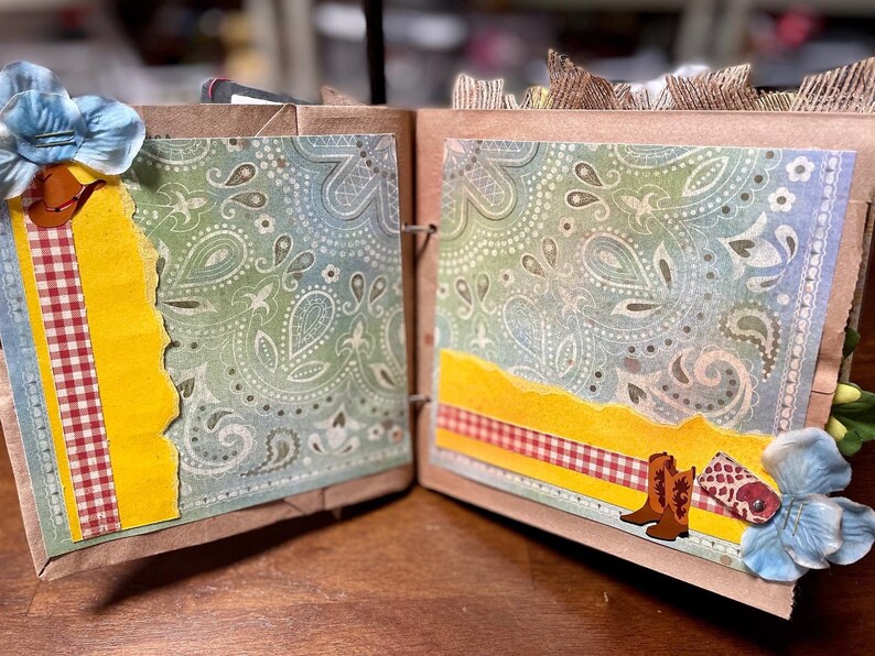 Farmhouse Scrapbook Album Birthday Paper Bag Gift Chicken Coffee Table ...