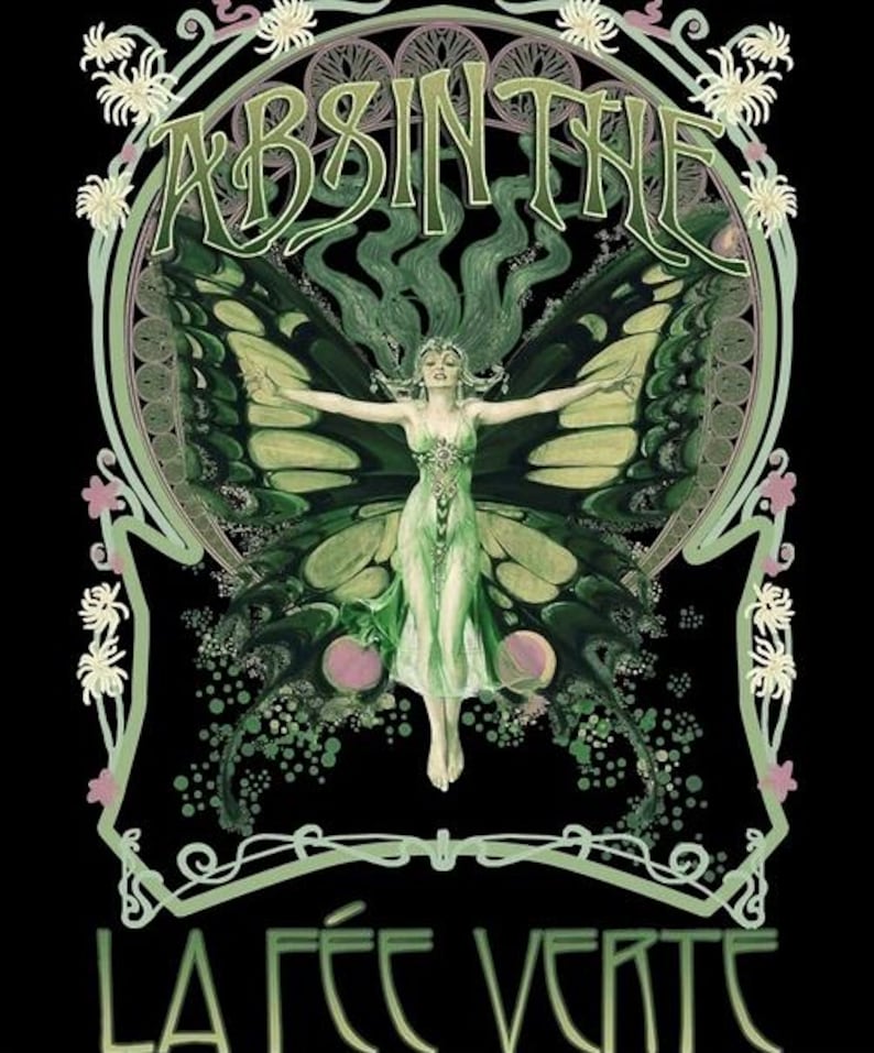 Vintage Absinthe La Fee Verte Poster: Art Nouveau French Alcohol Wall ...