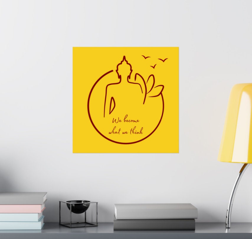 Buddhist Theme Meditation Wall Poster, Buddha Quote We Become What We ...
