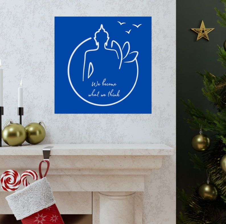 Buddhist Theme Meditation Wall Poster, Buddha Quote We Become What We ...