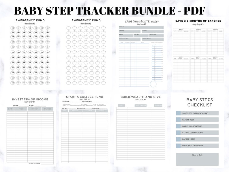 Baby Steps Tracker Bundle, Dave Ramsey Baby Steps, Debt Payoff ...